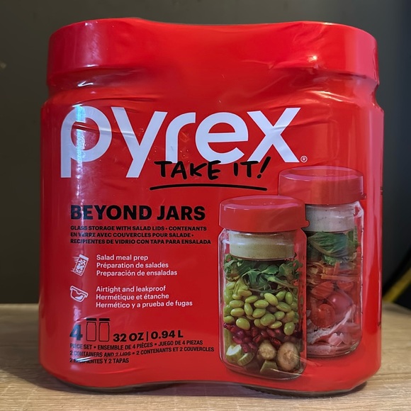 Pyrex | Kitchen | Pyrex Beyond Jars 32oz Glass Salad Jar Set | Poshmark